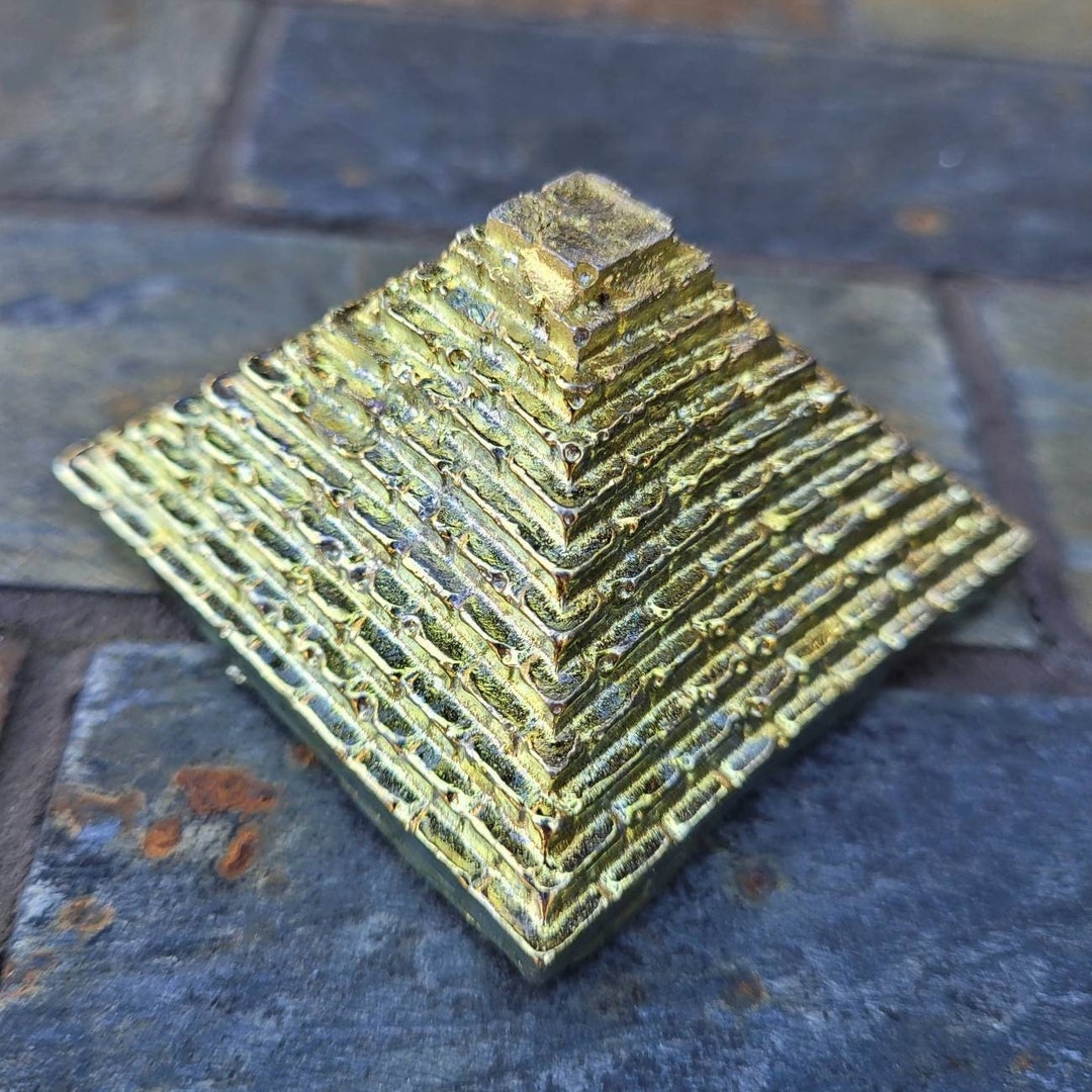 Bismuth Pyramid in Gold, Teal Green or Pink-blue, Made by the Bismuth ...