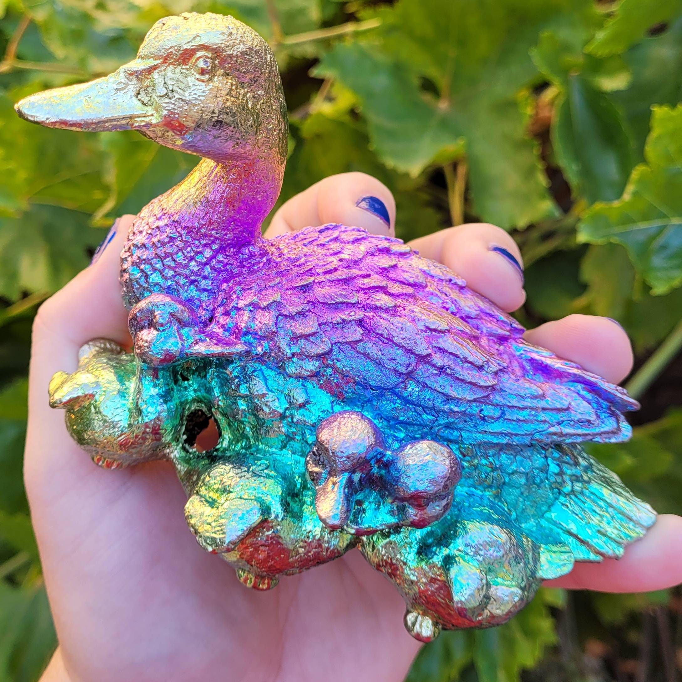 Large Rainbow Bismuth Duck Family Made by the Bismuth Smith - Etsy