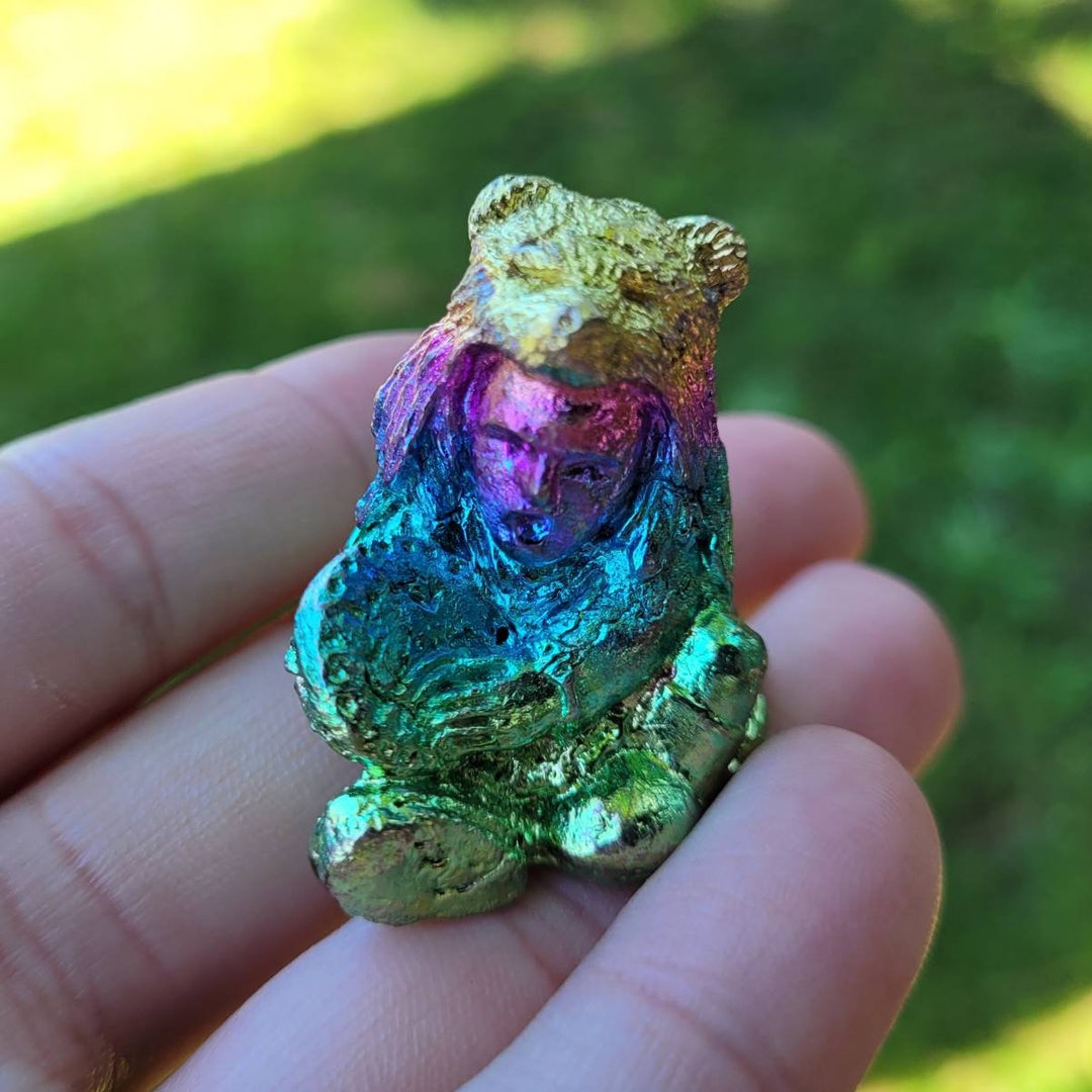 Bismuth Native American With Bear Headress in Rainbow, Made by the ...