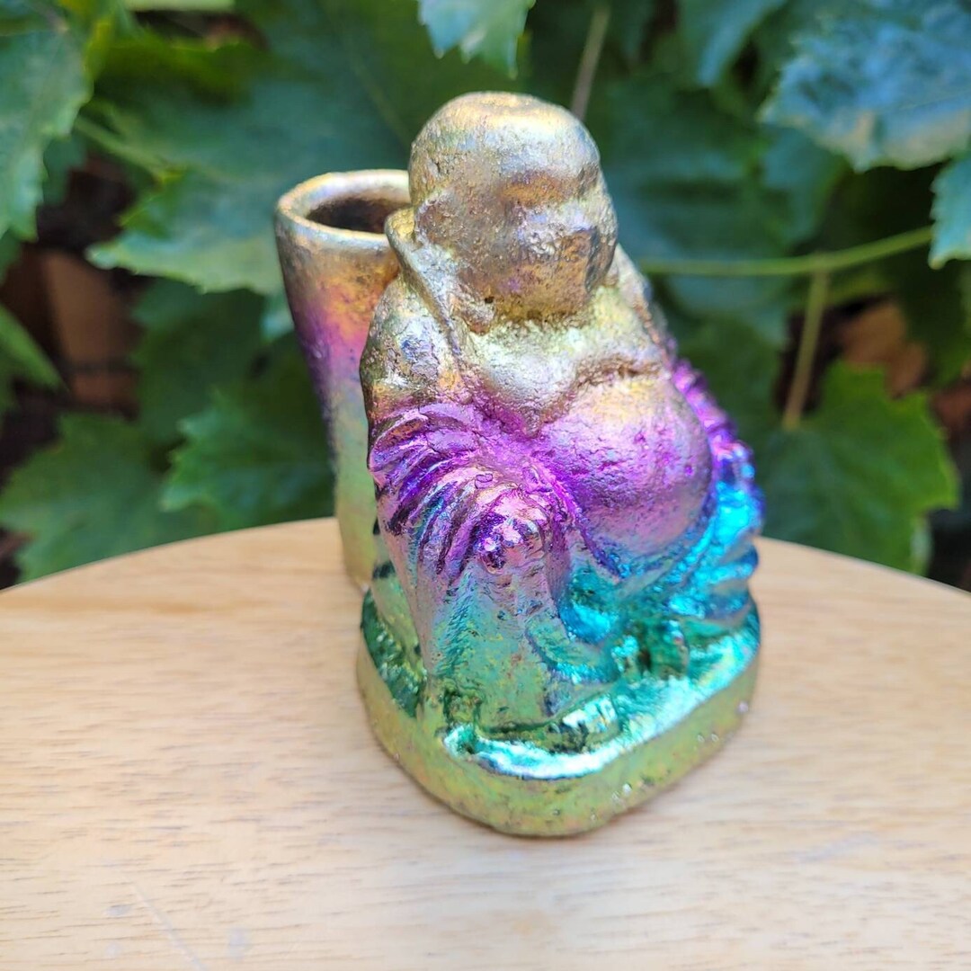 Bismuth Buddha Pen Holder in Rainbow, Made by the Bismuth Smith - Etsy