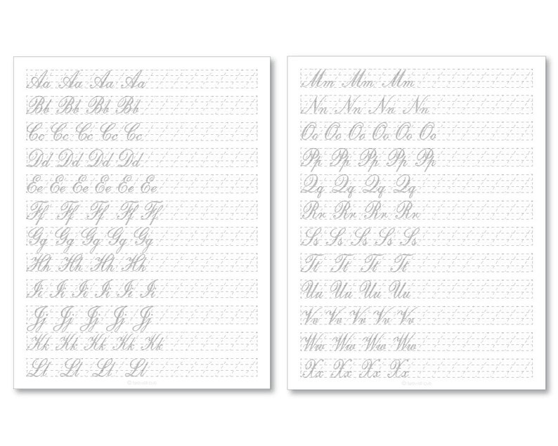 Copperplate Calligraphy Guided Practice Sheets Uppercase, Lowercase ...