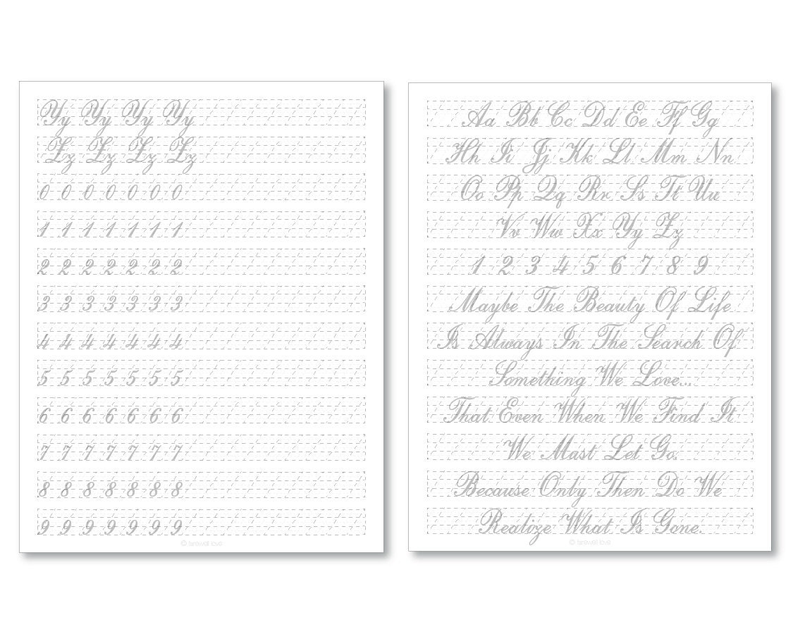 Copperplate Calligraphy Guided Practice Sheets Uppercase, Lowercase ...