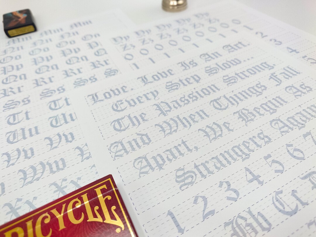 Old English Gothic Calligraphy Guided Practice Sheets | Olde School ...