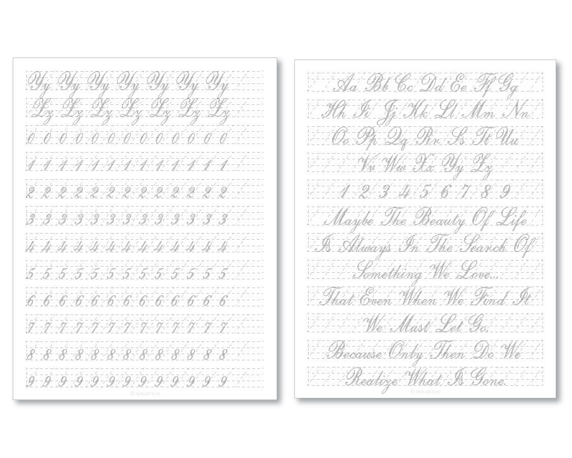 Copperplate Calligraphy Guided Practice Sheets Uppercase, Lowercase ...