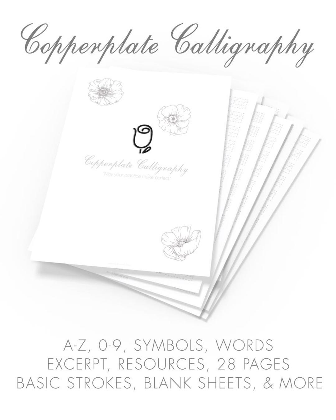 Complete 28 Page Copperplate Calligraphy Practice Sheets | US Letter ...