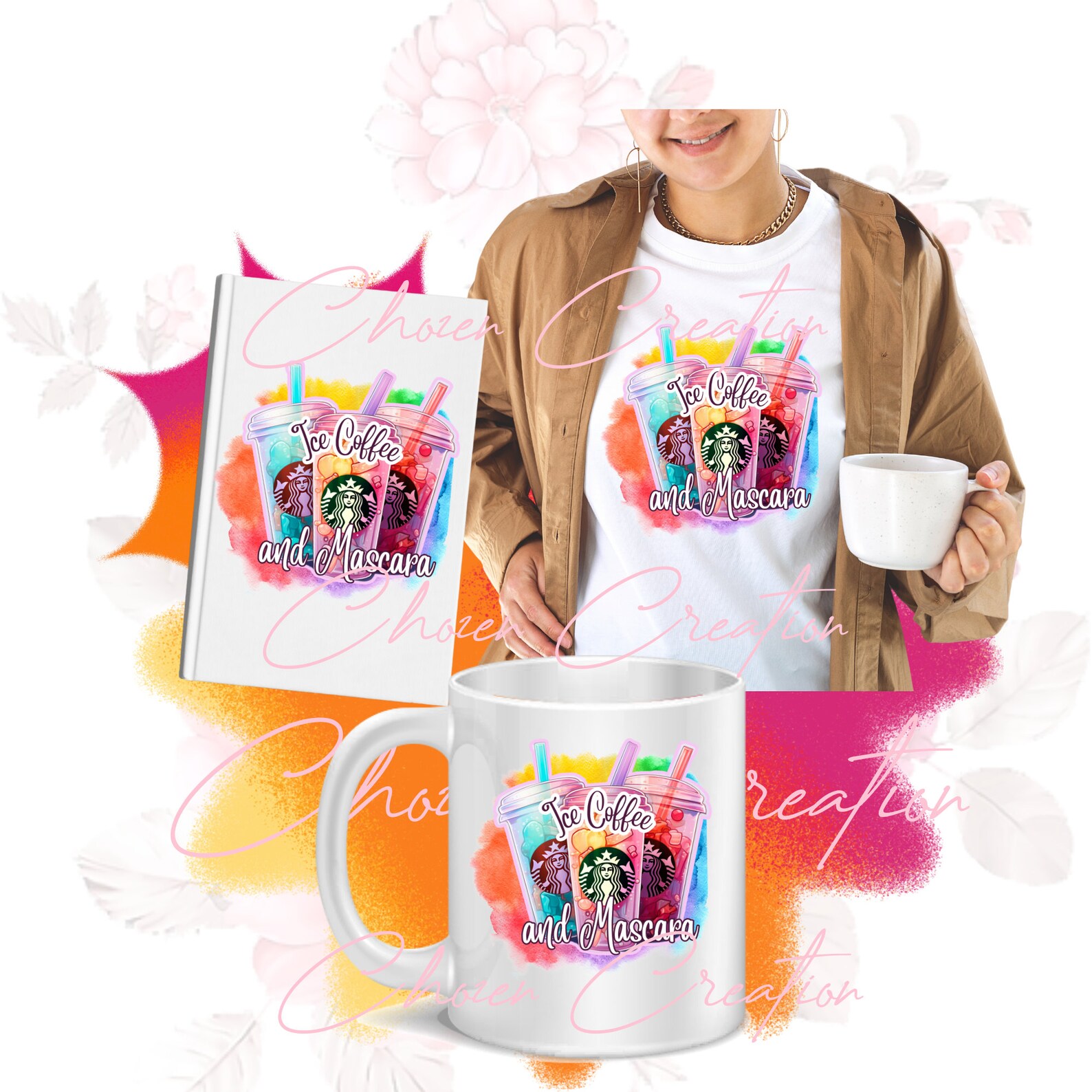 Iced Coffee Sublimation PNG JPG, Coffee Cups Png Sublimation Design ...