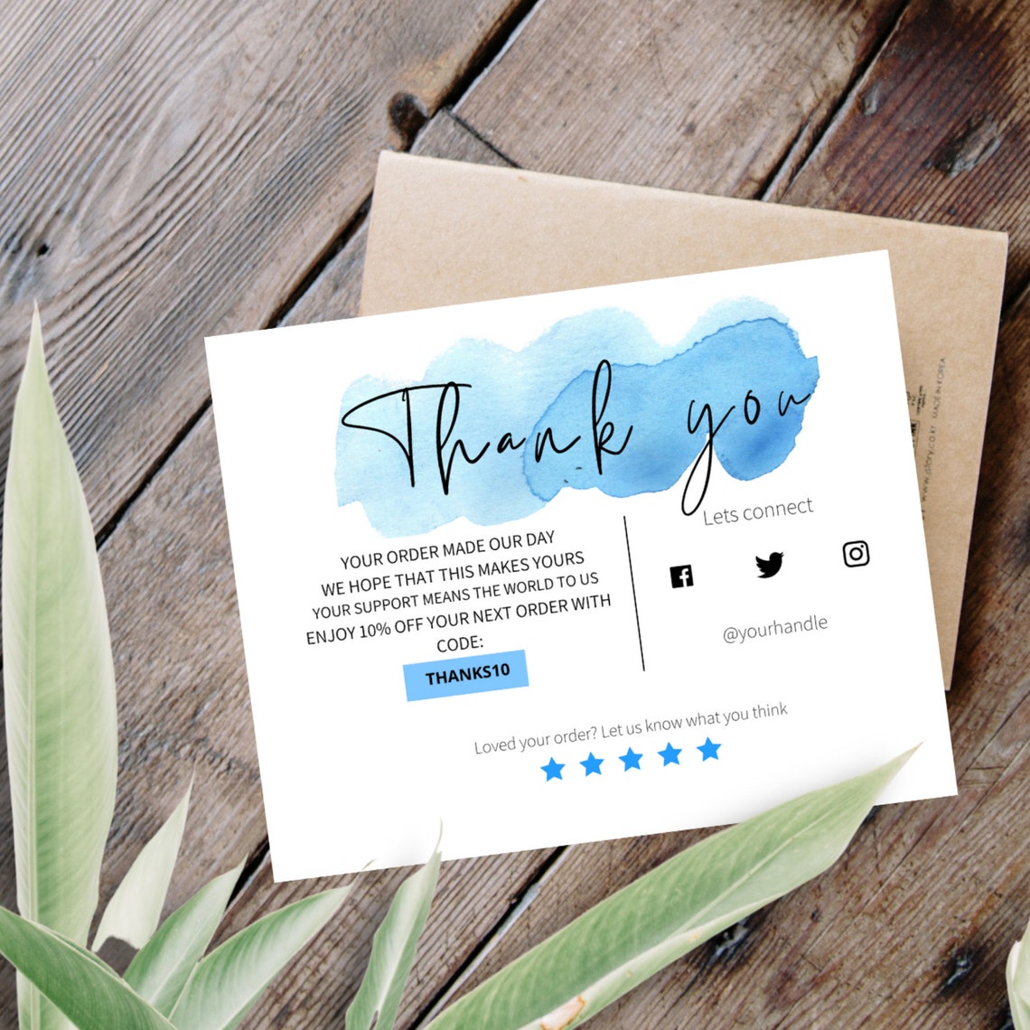 Small Business Thank You Card Creative Thank You Card Brush Stroke ...