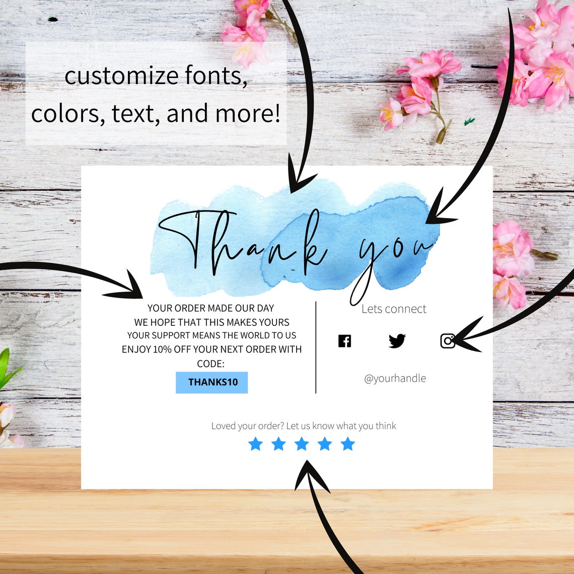 Small Business Thank You Card Creative Thank You Card Brush Stroke ...