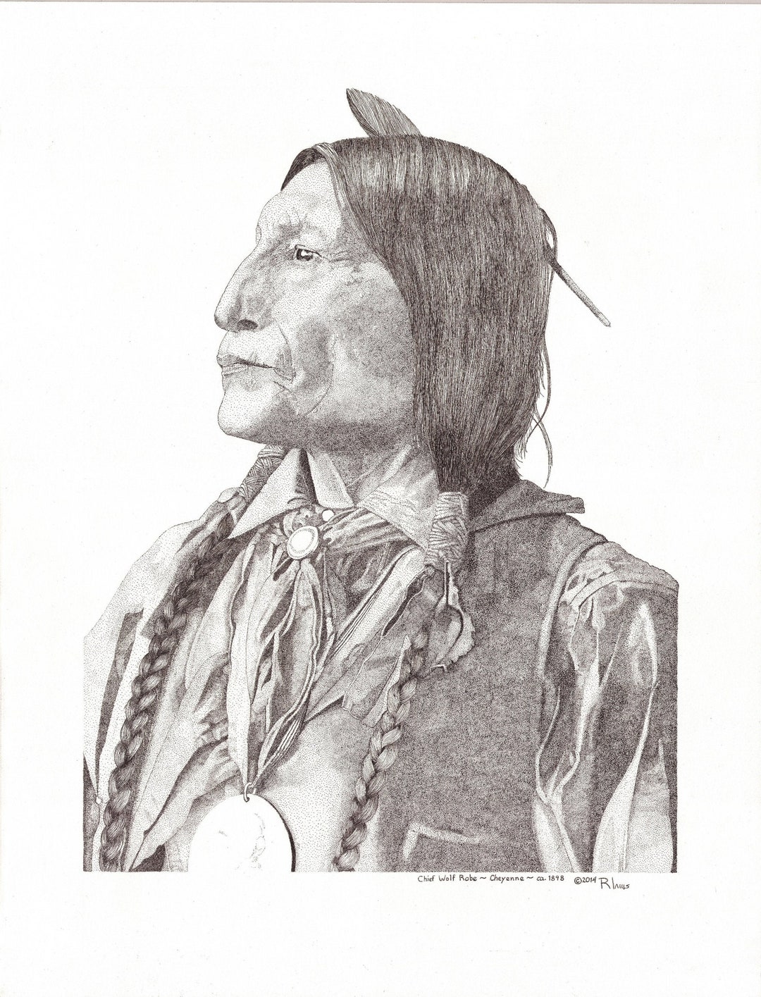Stipple Portrait of Chief Wolf Robe cheyenne, 1838/1841-1910 - Etsy