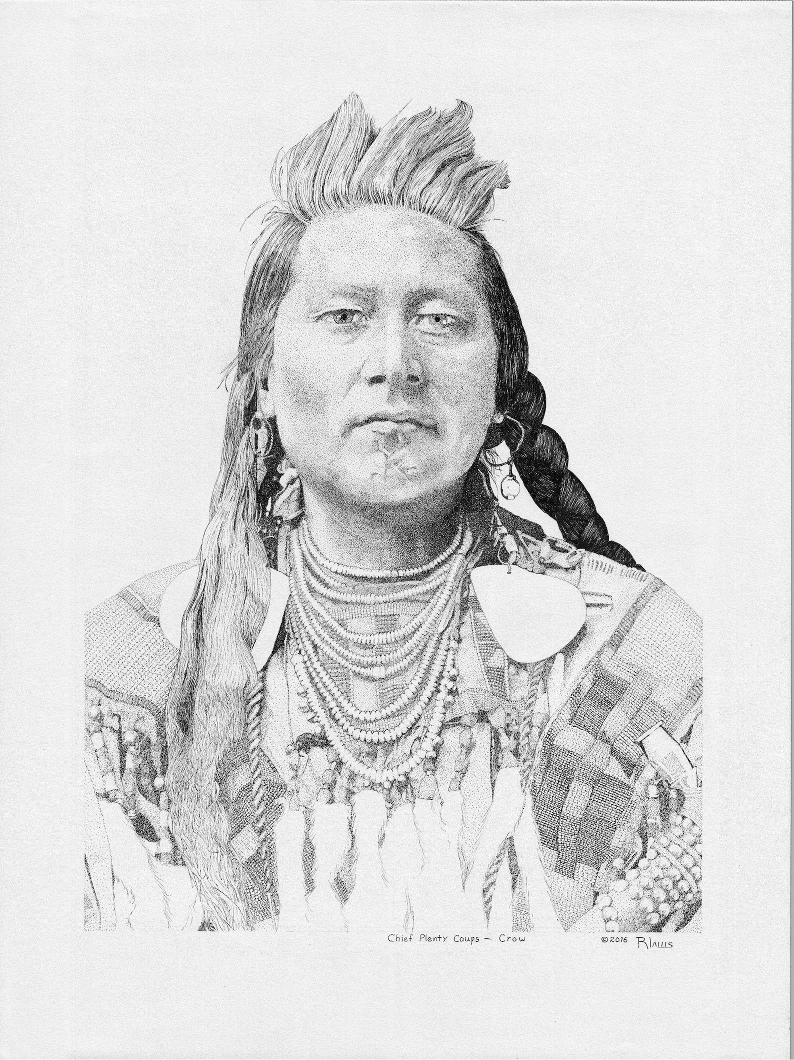 Stipple Portrait of Chief Plenty Coups crow, 1848-1932 - Etsy UK