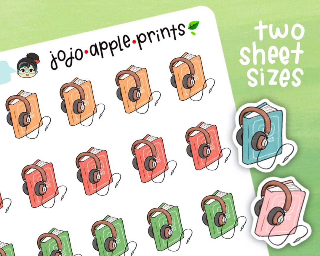 Audiobook Icon Planner Stickers Hand Drawn, Handmade, Original Artwork ...