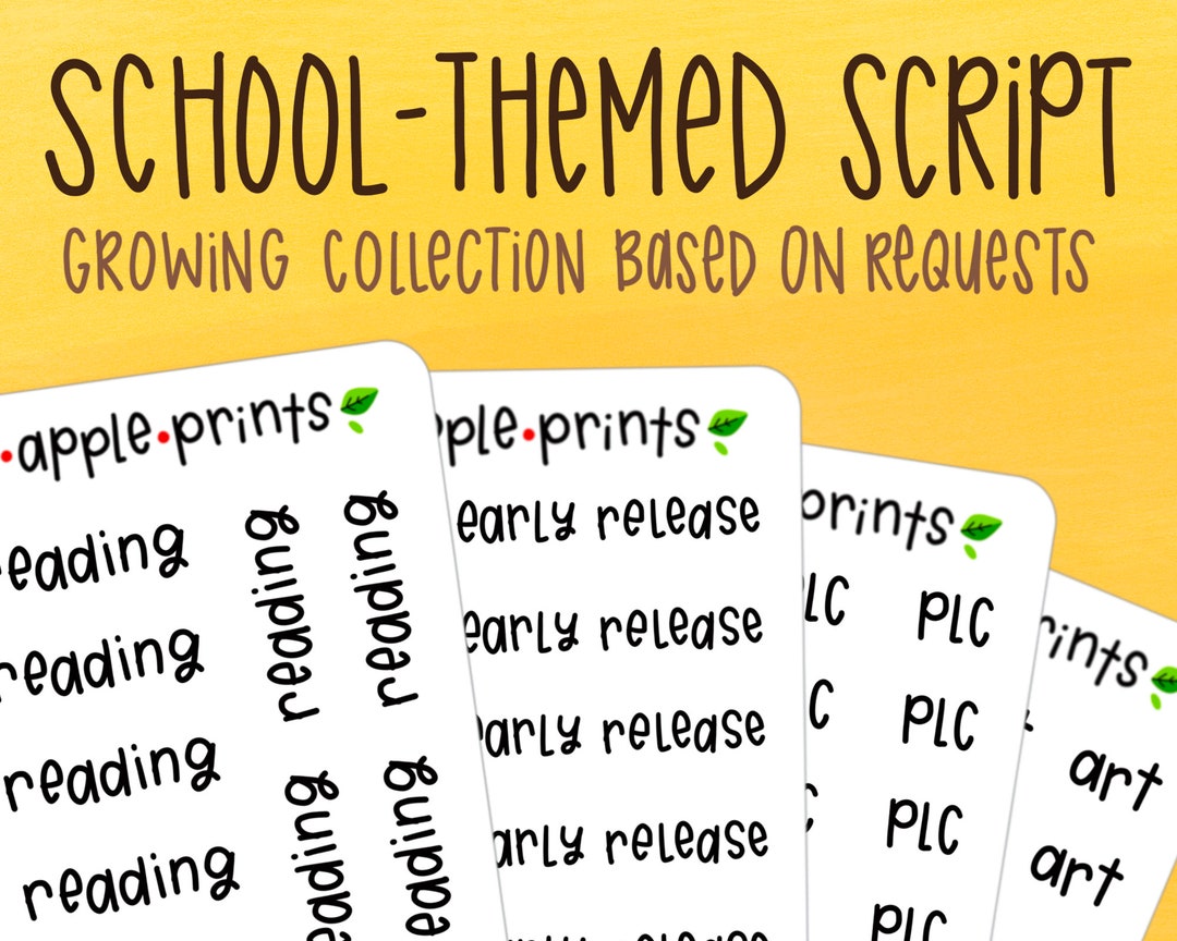 School Handwritten Script Planner Stickers: Student, Teacher, Mom ...