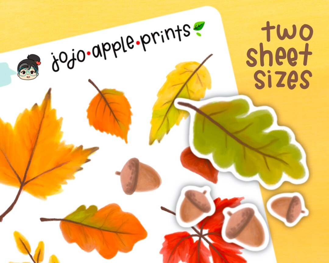 Fall Autumn Leaves and Acorns Hand Drawn Planner Stickers - Etsy