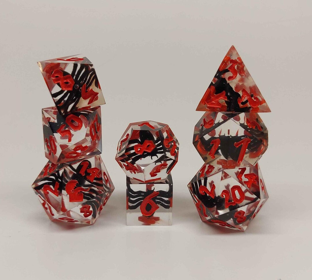Spider Dice: Sharp Edged Set of 8 - Etsy