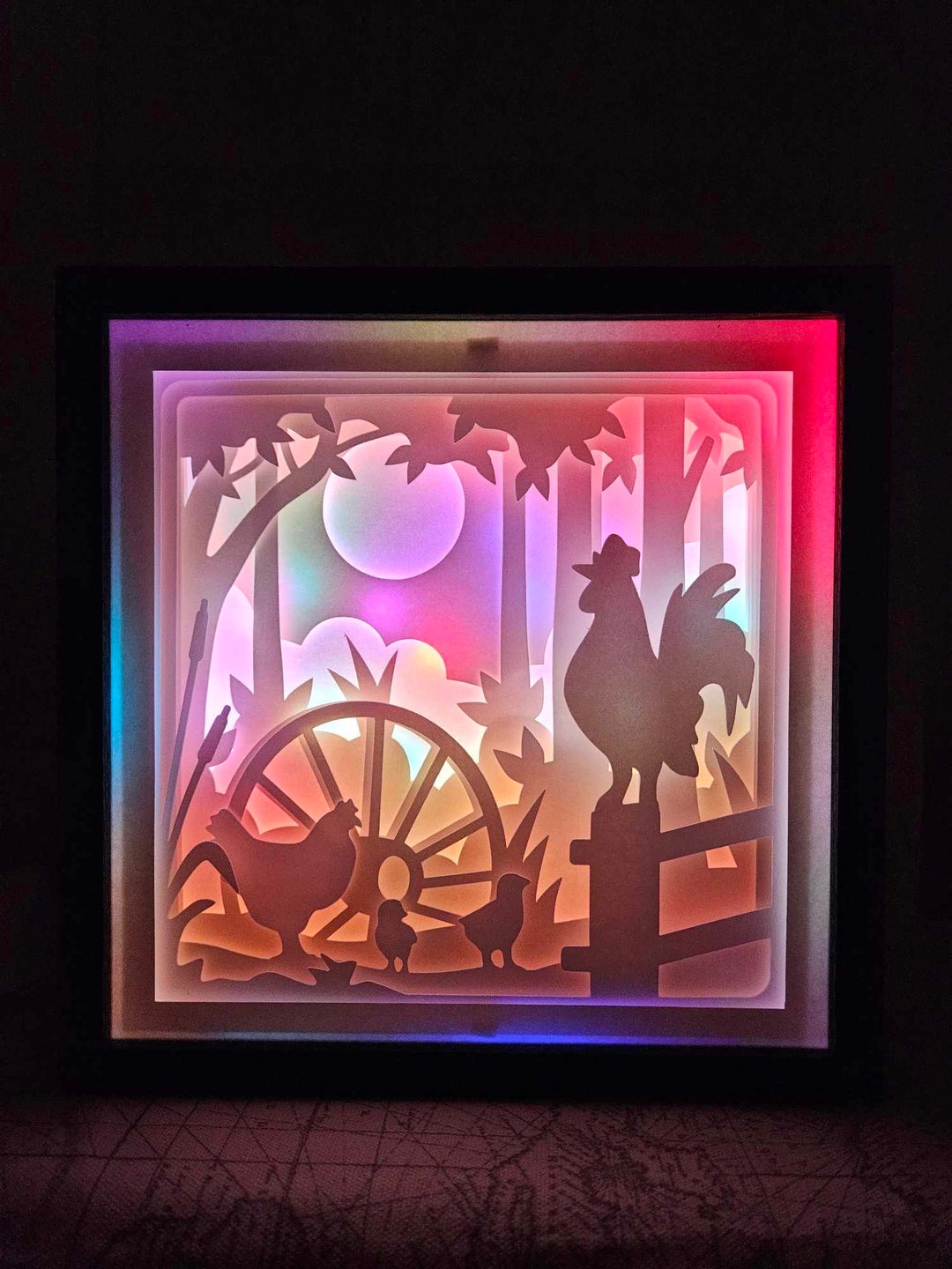 Chickens Lightbox Shadow Box Mens Gift Womens Gift Boy Gift Girl Gift ...