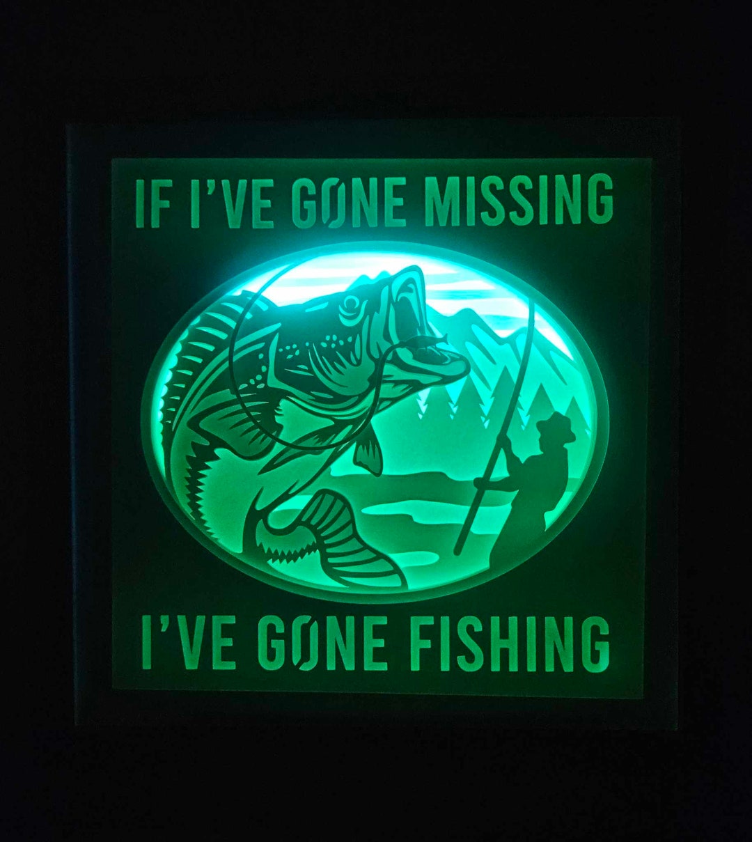 Gone Fishing Lightbox Shadow Box Mens Gift Womens Gift Boy Gift Girl ...