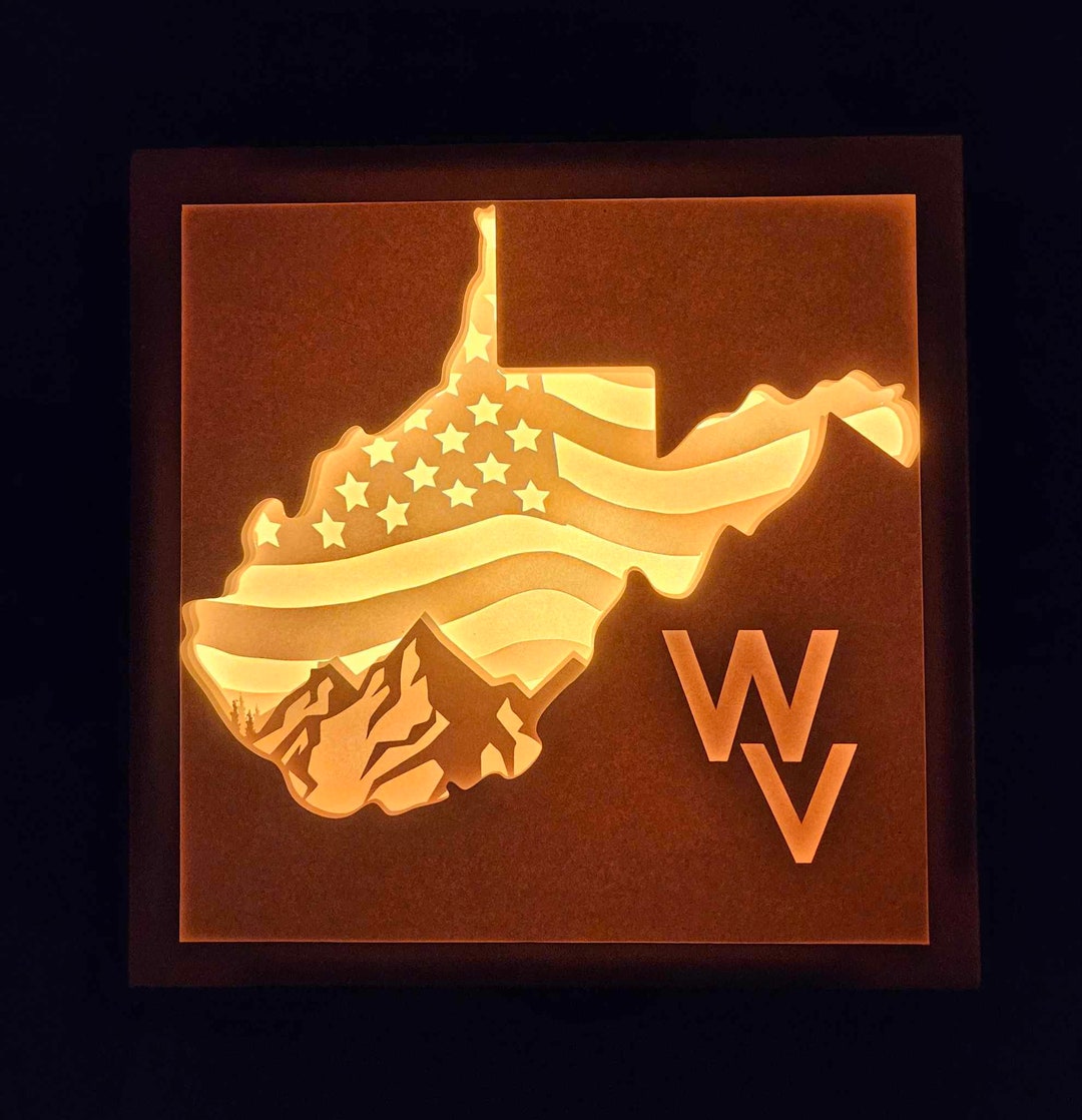 West Virginia Lightbox Shadowbox Mens Gift Womens Gift Boy Gift Girl ...
