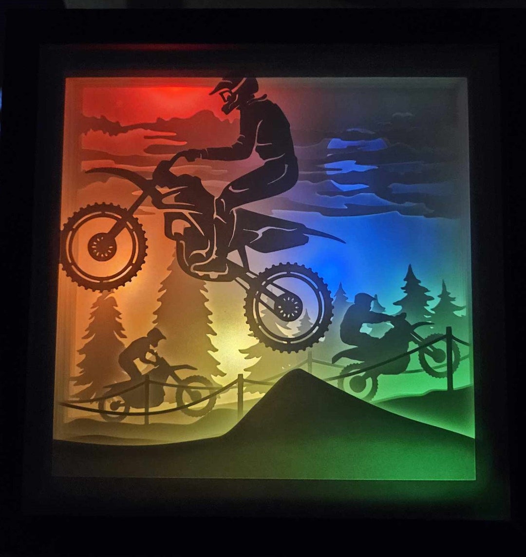 Motocross Lightbox Shadow Box Mens Gift Womens Gift Boy Gift Girl Gift ...