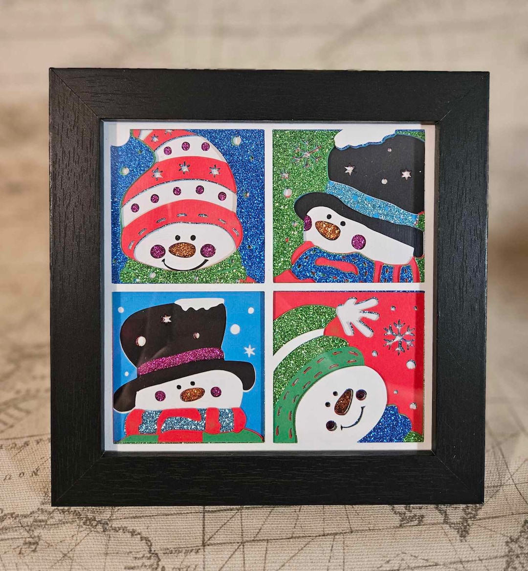 3D Snowman Quad Mini Shadow Box Frame Mens Gift Womens Gift Boy Gift ...