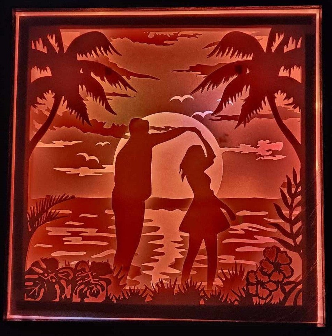 Tropical Romance Lightbox Shadow Box Wedding Gift Anniversary Gift Mens ...