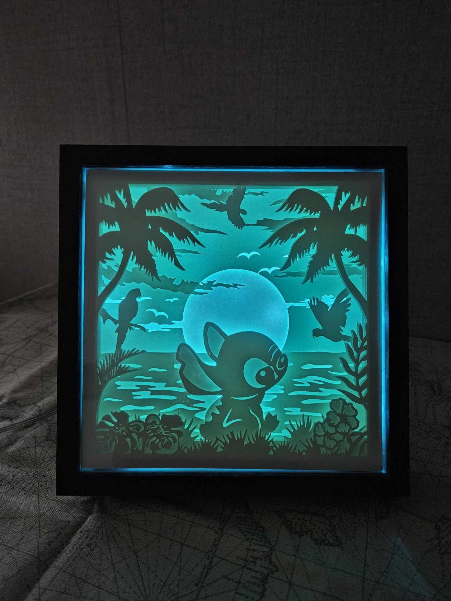 Blue Alien Light Box Shadow Box Home Decor Valentines Gift - Etsy