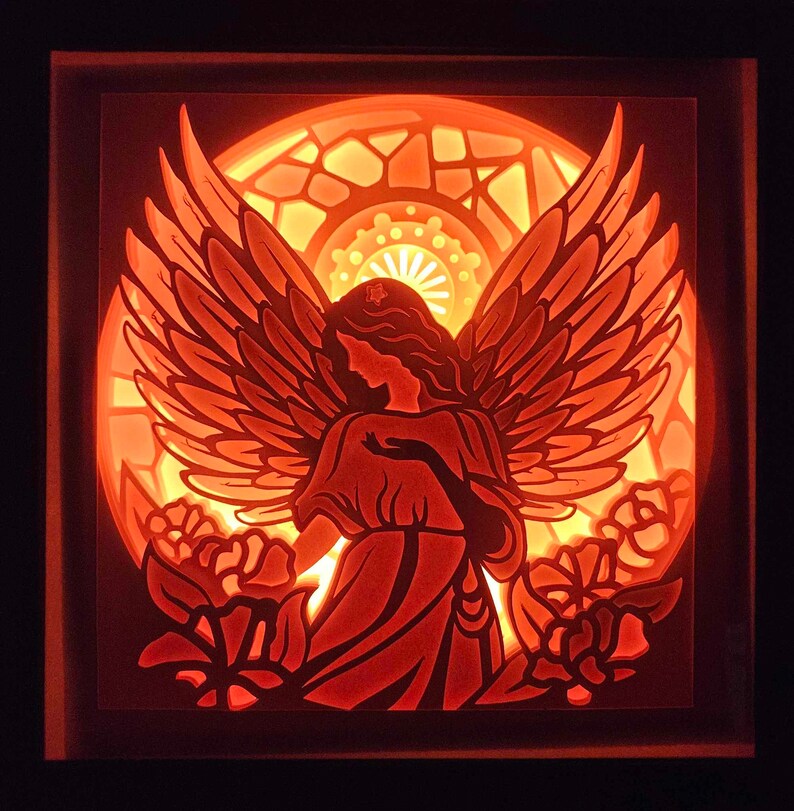 Floral Angel Lightbox Shadow Box Mens Gift Womens Gift Boy Gift Girl ...
