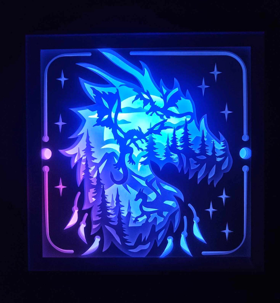 Dragon Light Box Shadow Box Father's Day Gift, Dad Gift, Gift for Him ...