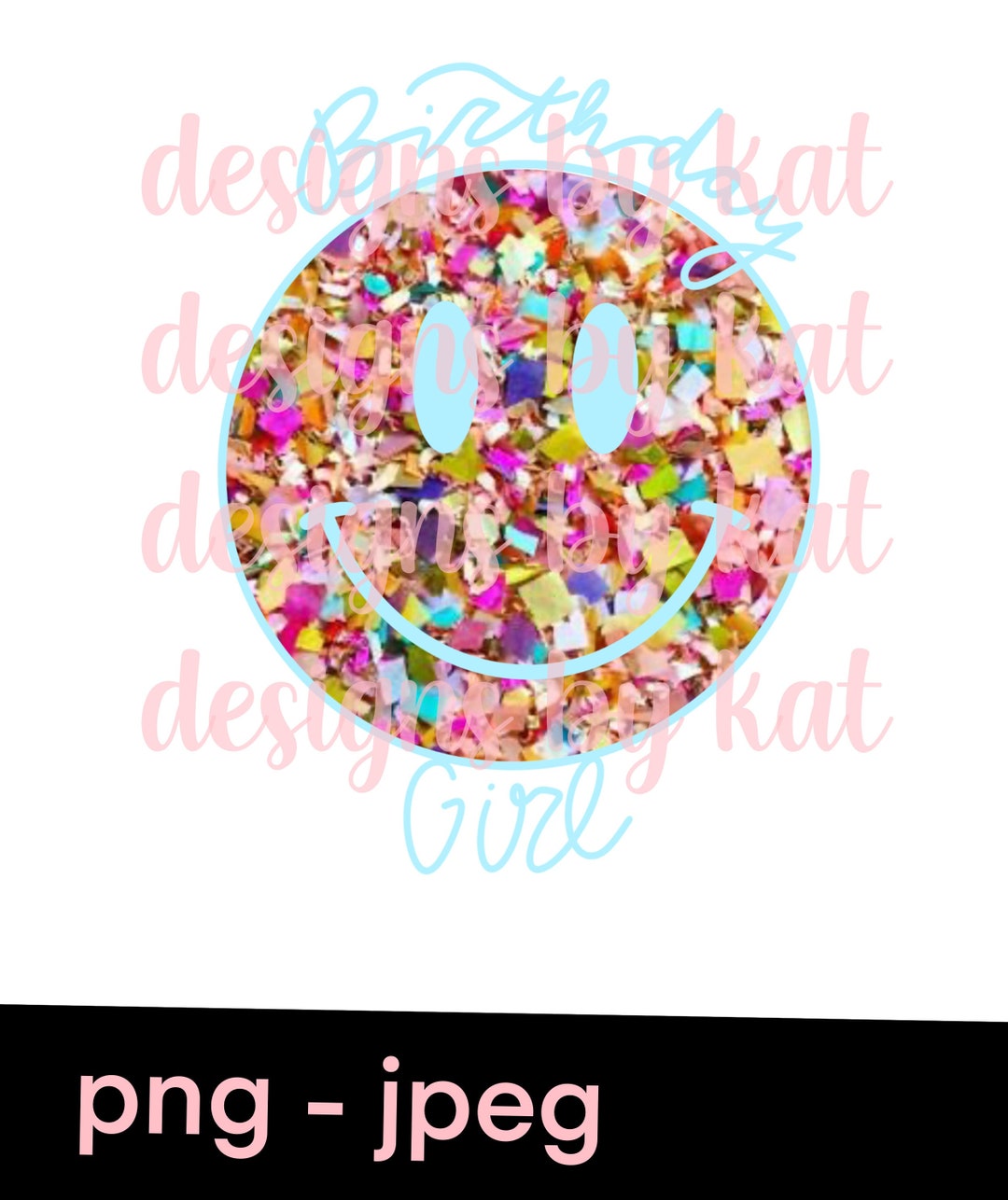 Confetti Birthday Girl Smiley Face, PNG Sublimation (digital File ...