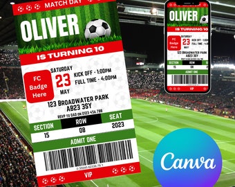 ARSENAL PARTY INVITATION | Football Party Invitation | Kids Soccer ...