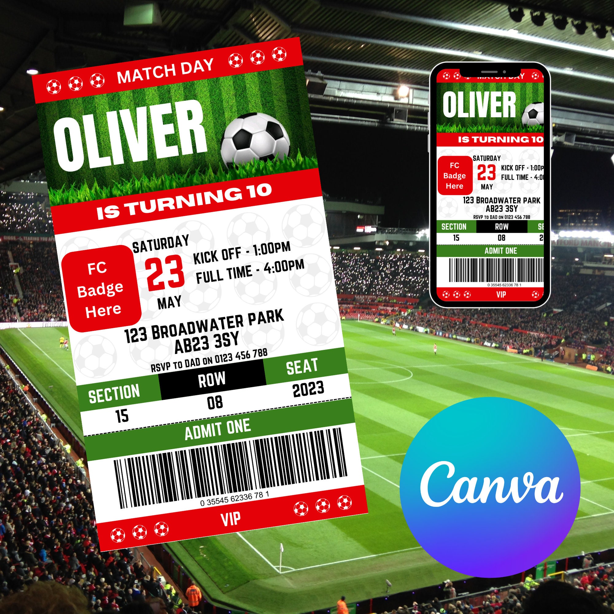 ARSENAL Party Invitation Football Party Invitation Kids Soccer ...