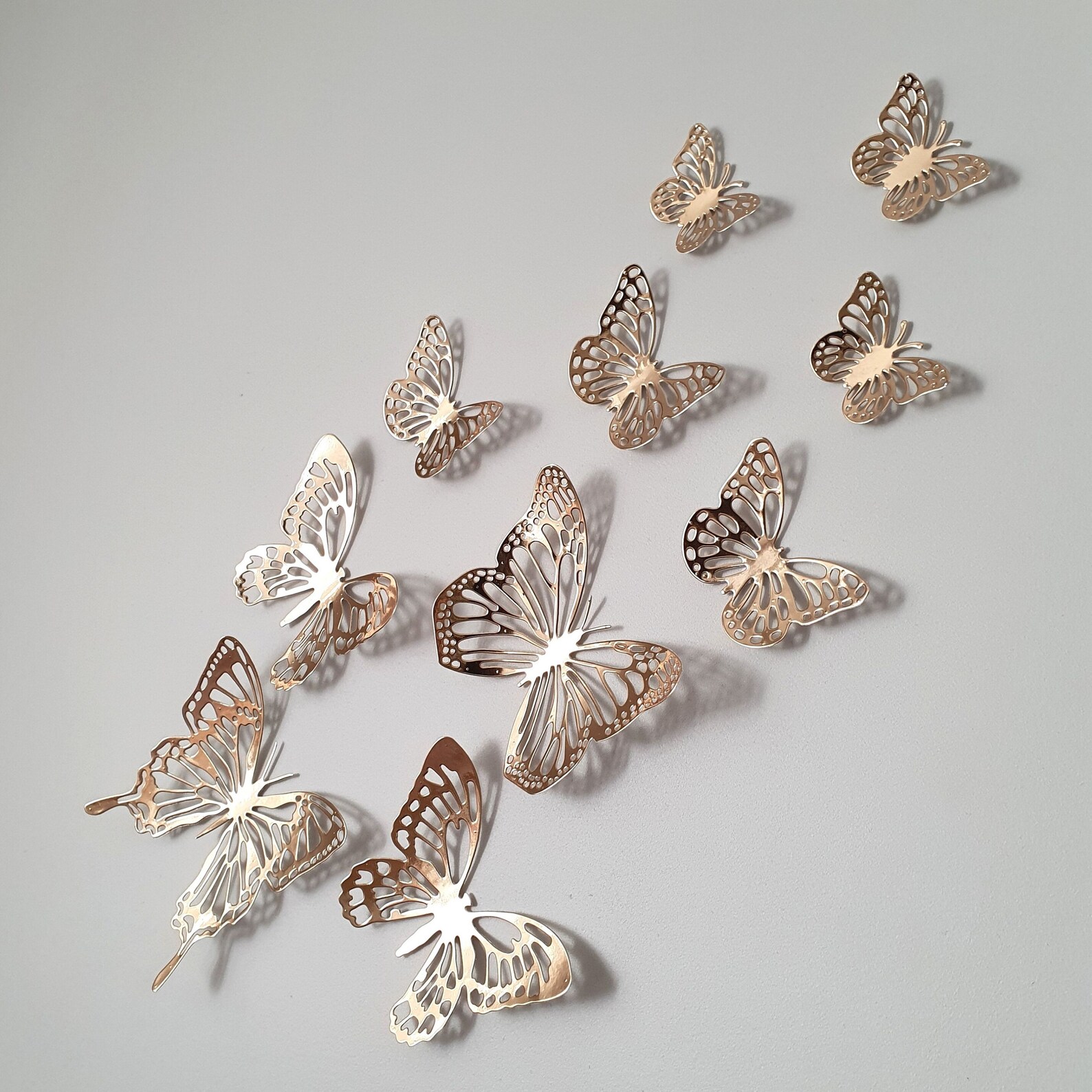 Gold Butterfly Wall Stickers, 3D Butterfly Wall Decor, Butterfly Decals ...