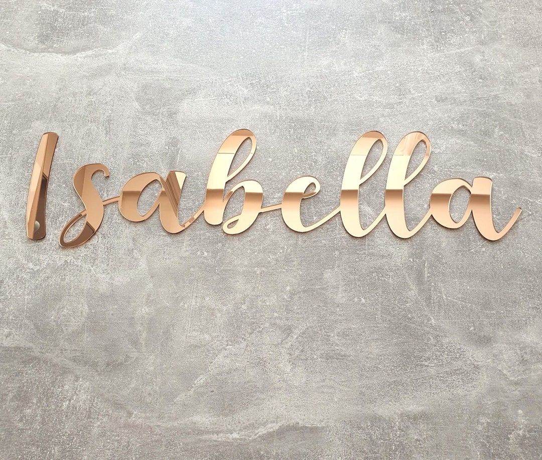 Rose Gold Name Sign, Rose Gold Name Wall Decor, Nursery Name Sign, Crib ...