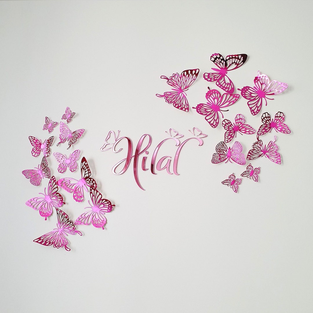 Pink Name Sign, Butterfly Name Signs for Bed, Pink Nursery Decor, Pink ...