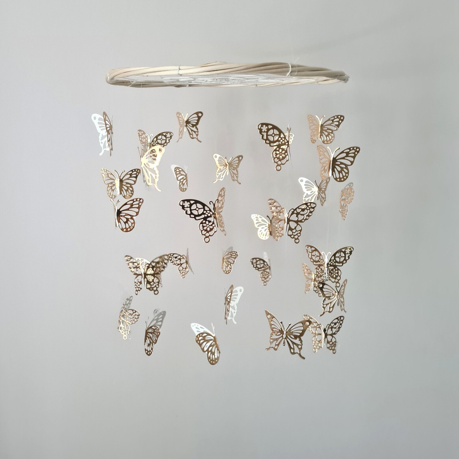 Gold Butterfly Mobile, Paper Mobile, Butterfly Nursery Decor, Crystal ...