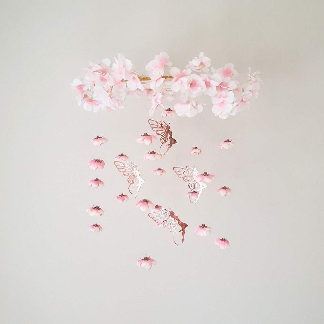 Fairy Mobile for Nursery, Cherry Blossom Mobile, Fairy Baby Mobile ...