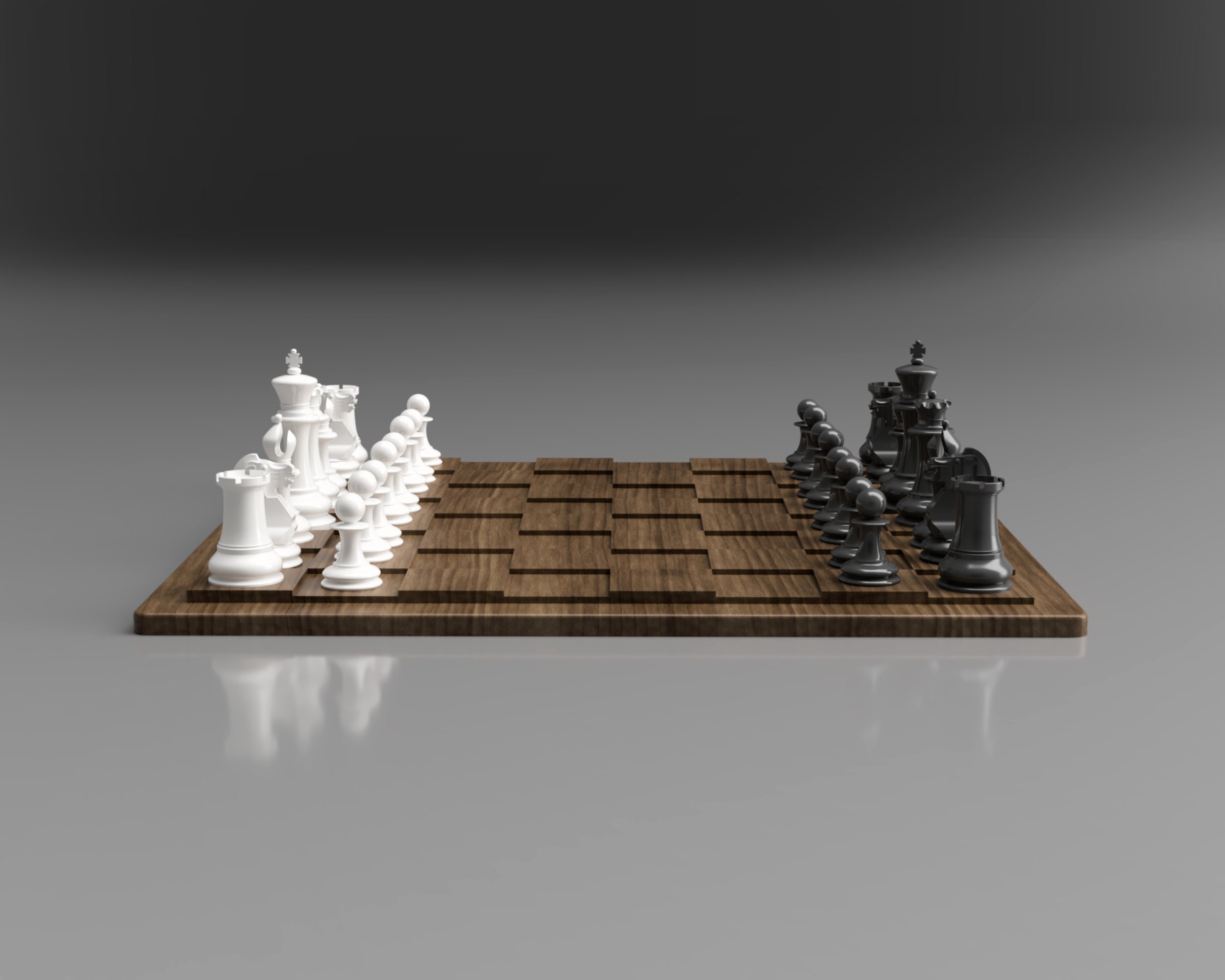 Wood Chessboard 2D & 3D CAD Files Stl F3d Iges Dxf Skp Step 1:1 Scale ...