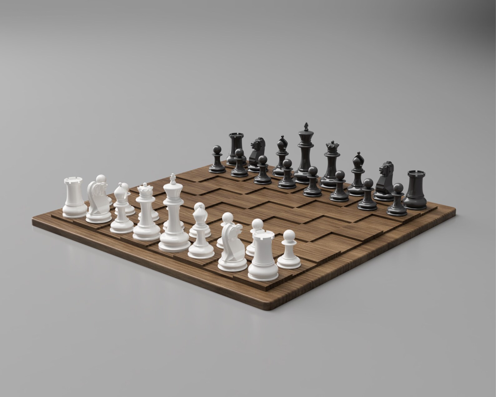 Wood Chessboard 2D & 3D CAD Files Stl F3d Iges Dxf Skp Step 1:1 Scale ...