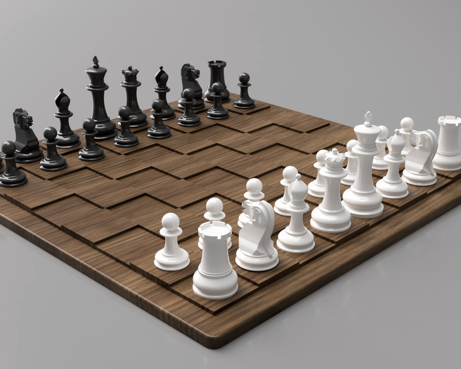 Wood Chessboard 2D & 3D CAD Files Stl F3d Iges Dxf Skp Step 1:1 Scale ...
