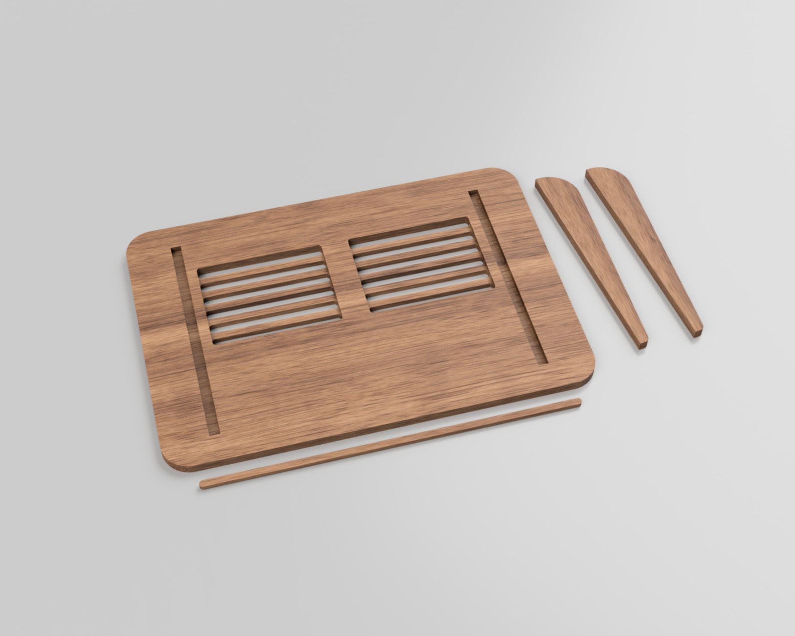 Modern Wood Laptop Stand 3D CNC Files F3d Stl Step Skp Iges Dxf Svg 1:1 ...