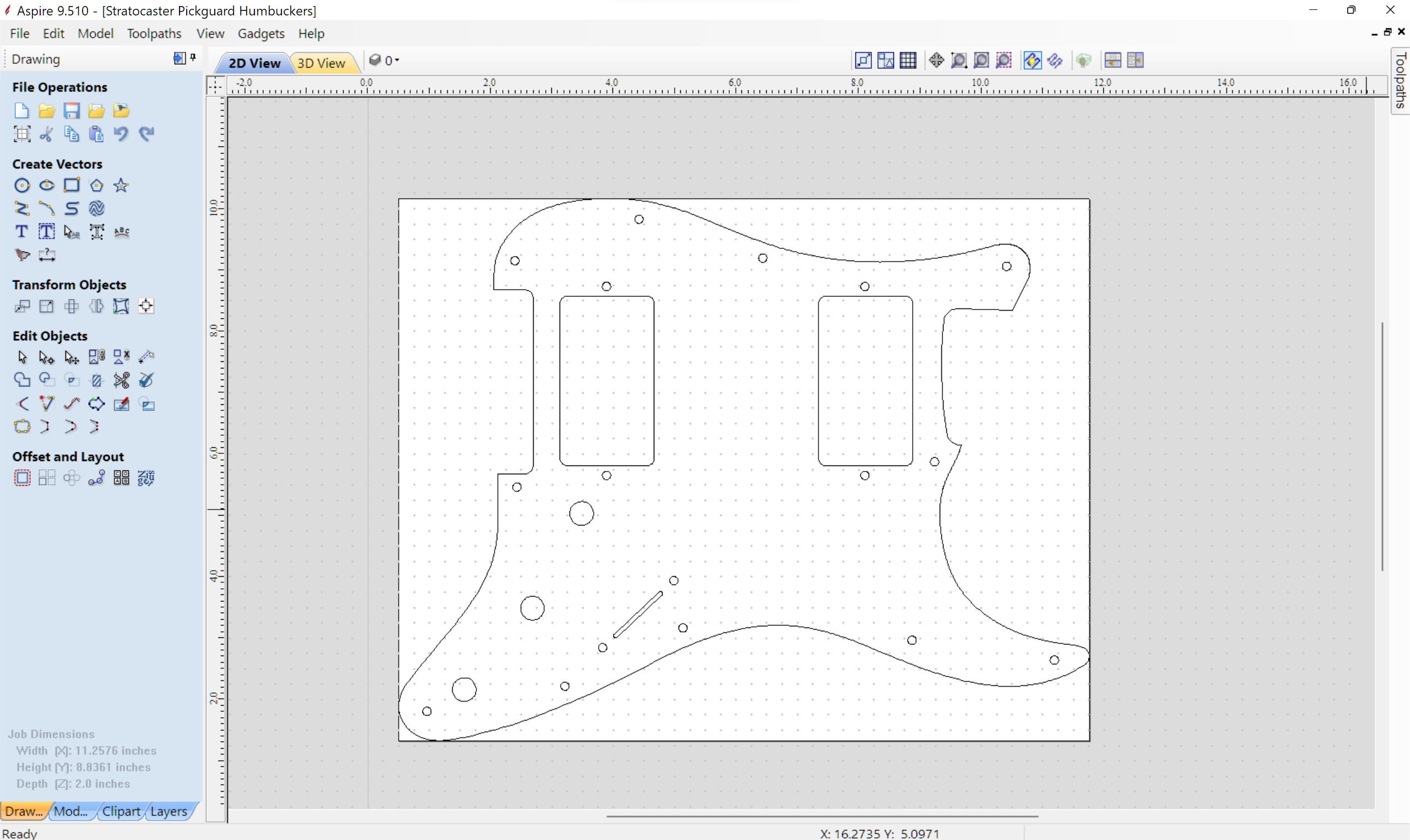 Fender Stratocaster Humbucker Pickguard 2D CAD Files Dxf Dwg 1:1 Scale ...