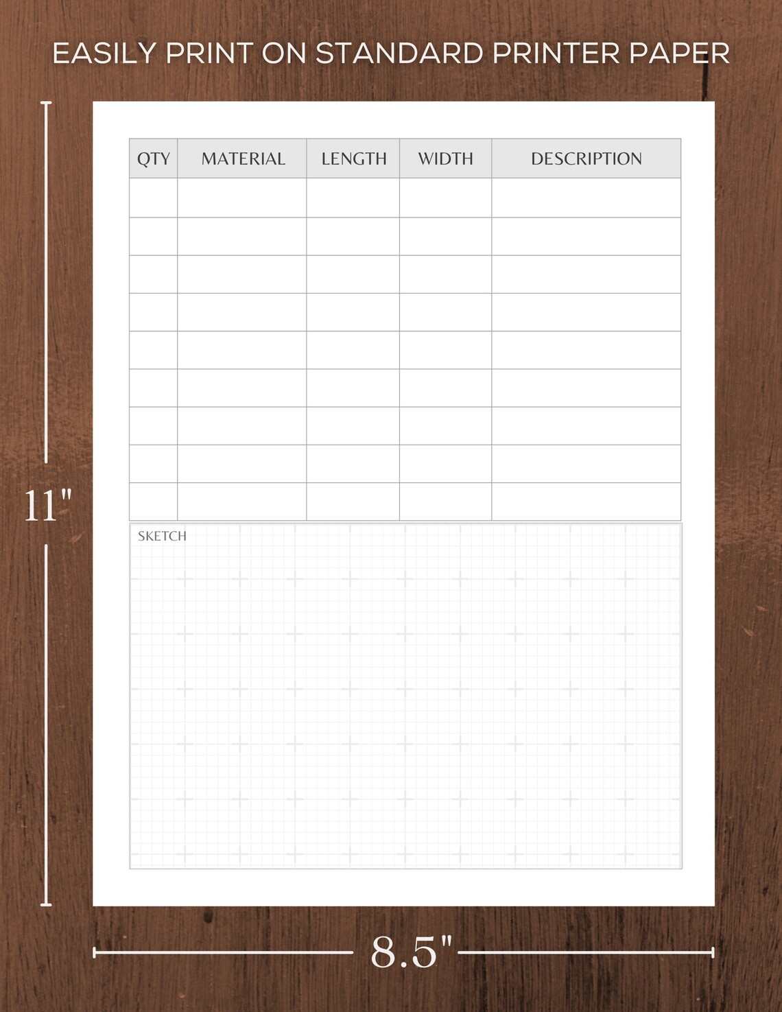 Cutlist Template With Sketch Grid for Woodworkers PDF XLSX CSV Files ...