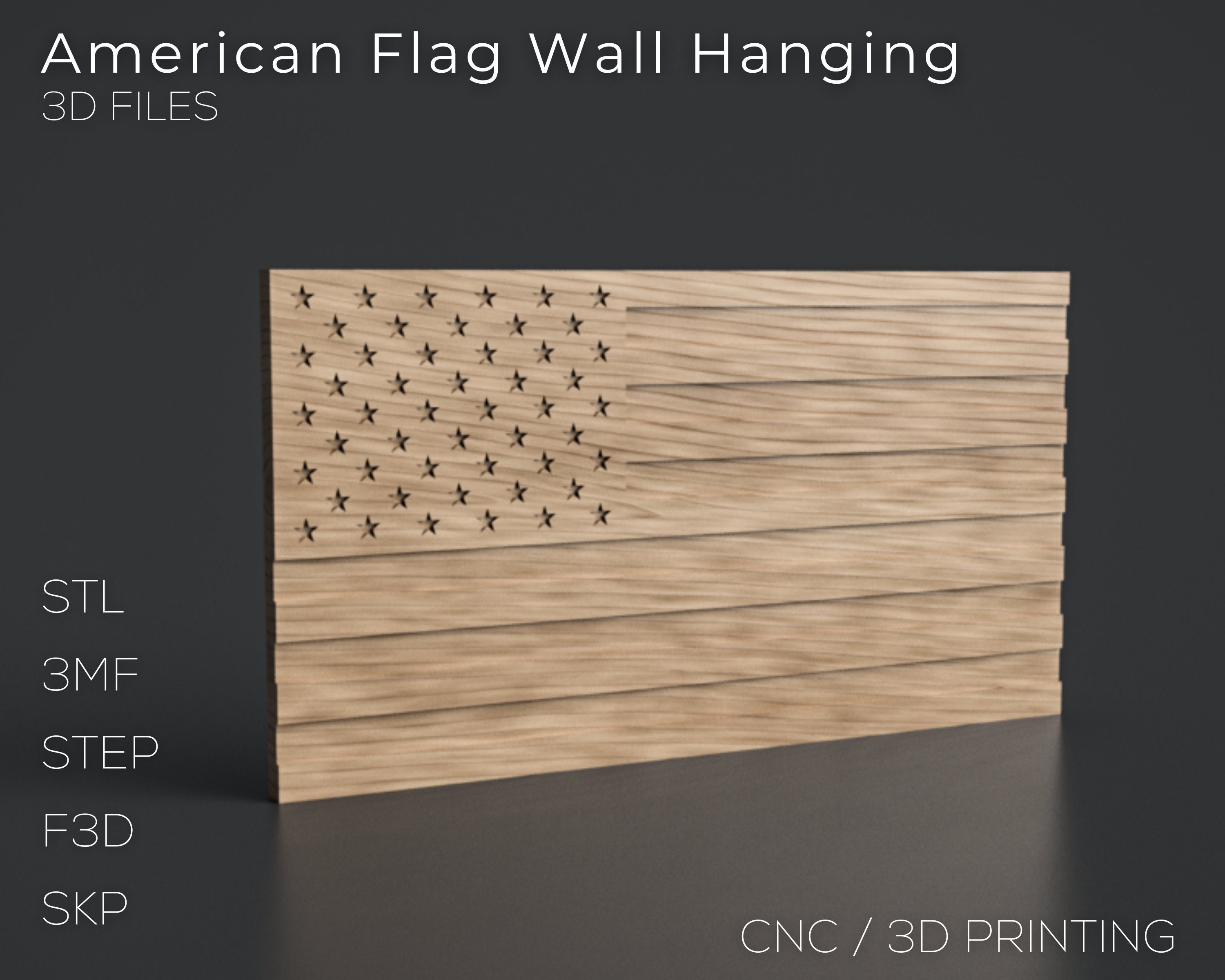 American Flag Archivos 3D / stl step skp f3d 3mf crv3d / Instant ...