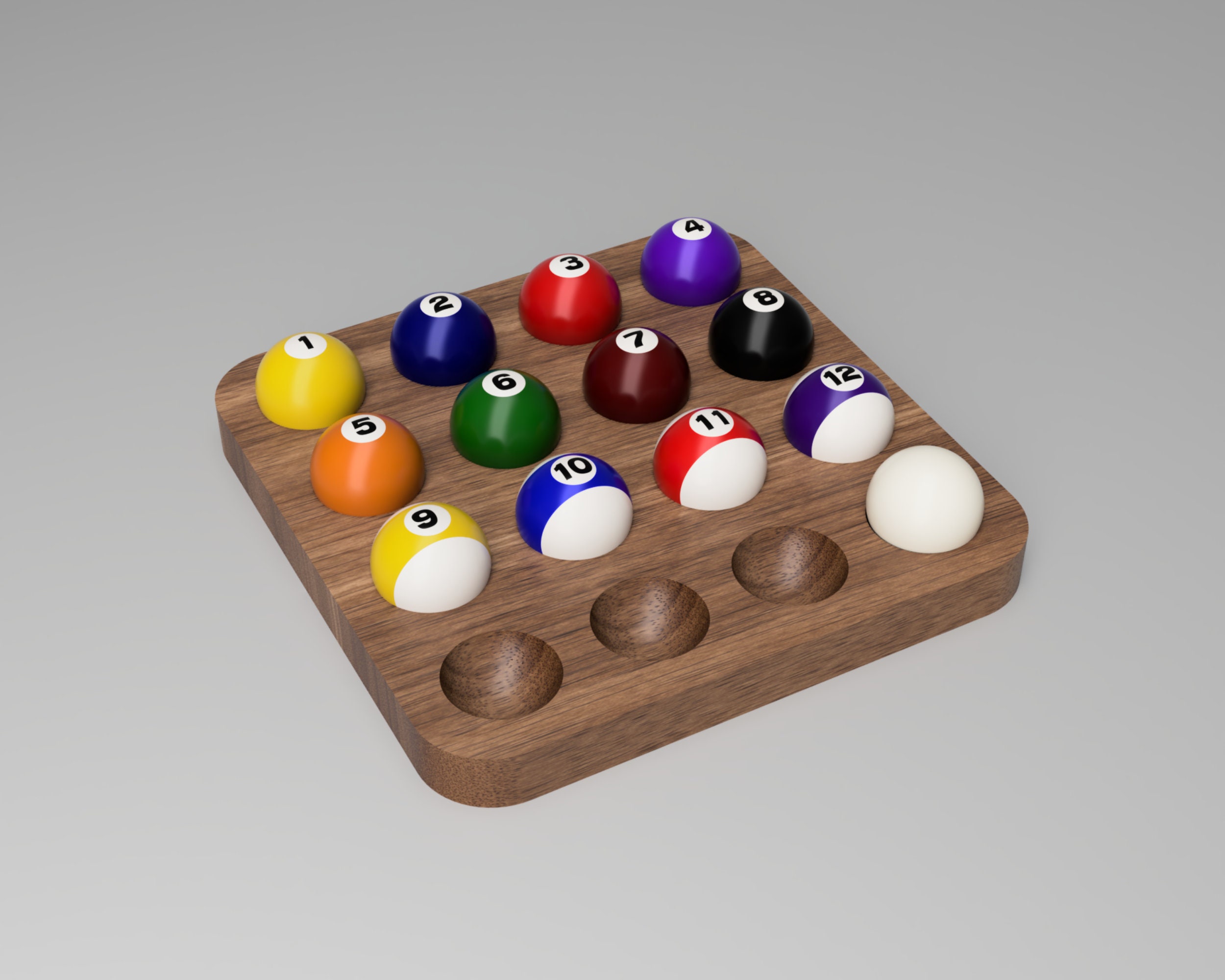 Pool Balls Storage Tray 3D CAD Files Stl Step F3d Skp Iges Dxf Instant ...