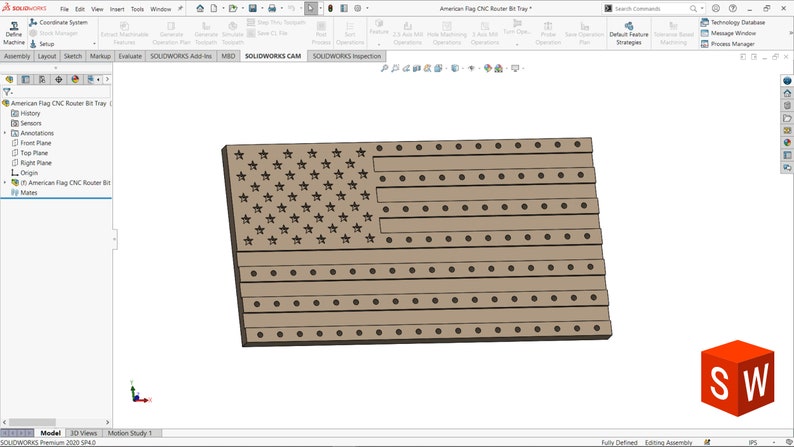 American Flag CNC Router Bit Tray Organizer 3D Files Stl Step Skp F3d ...
