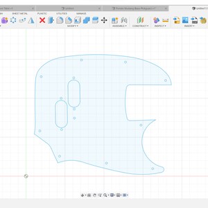 Fender Mustang Bass Guitar Pickguard 2D Template Files Dxf Dwg 1:1 ...