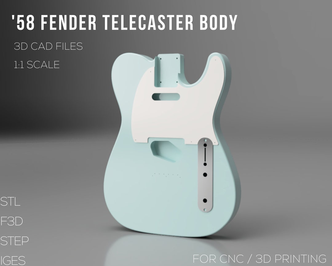 Fender Telecaster Guitar Body 3D Stl Step F3d Iges CAD Files 1:1 Scale ...