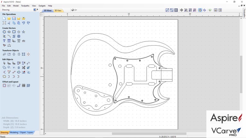 Gibson SG Guitar Body 2D CAD Files 1:1 Scale Dxf Svg Png Instant ...