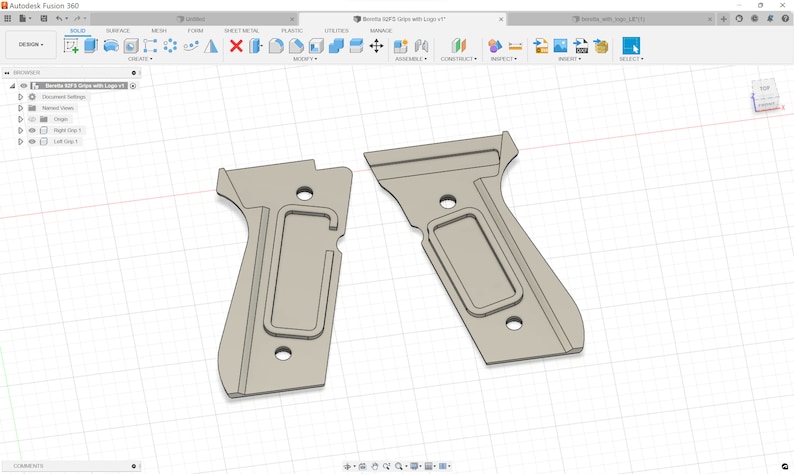 Buy Beretta 92FS / 96 Grips 3D CAD Files Stl Step Skp F3d Iges 1:1 ...