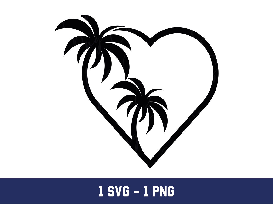 Palm Tree Heart Png,palm Tree Heart Svg, Tropical Png, Vacation Png ...
