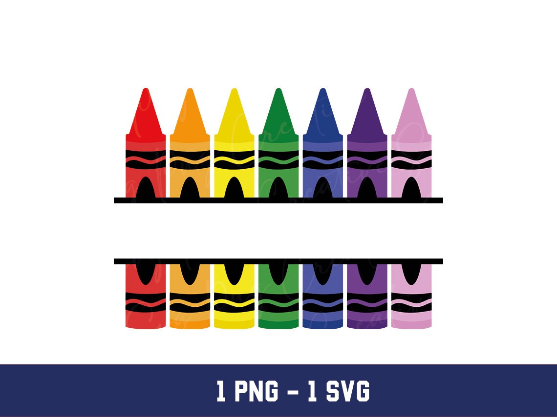 Crayon Split Png, Crayon Split Svg, Crayon Split Monogram - Etsy